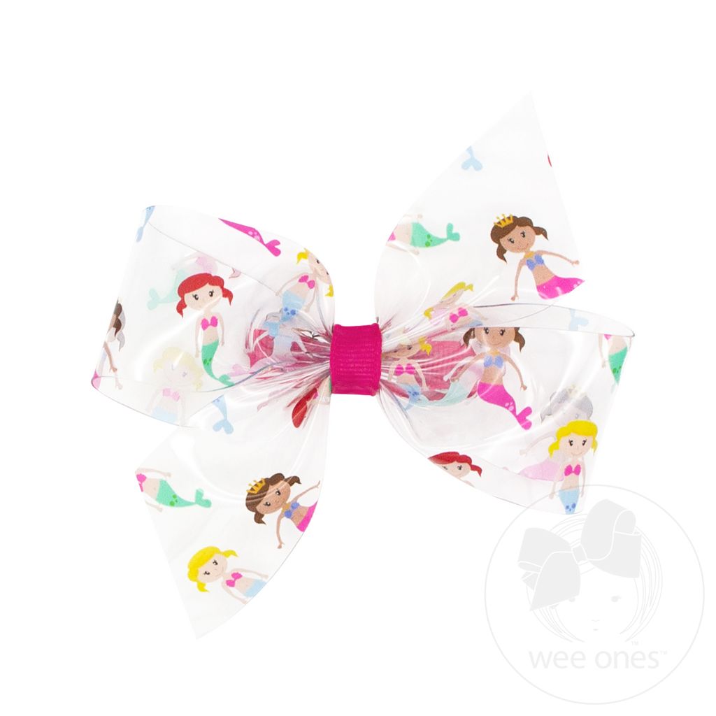 Medium Wee Splash Printed 2-Loop Swim Bow - MERMAID | Wee Ones Hair Bows & Accessories