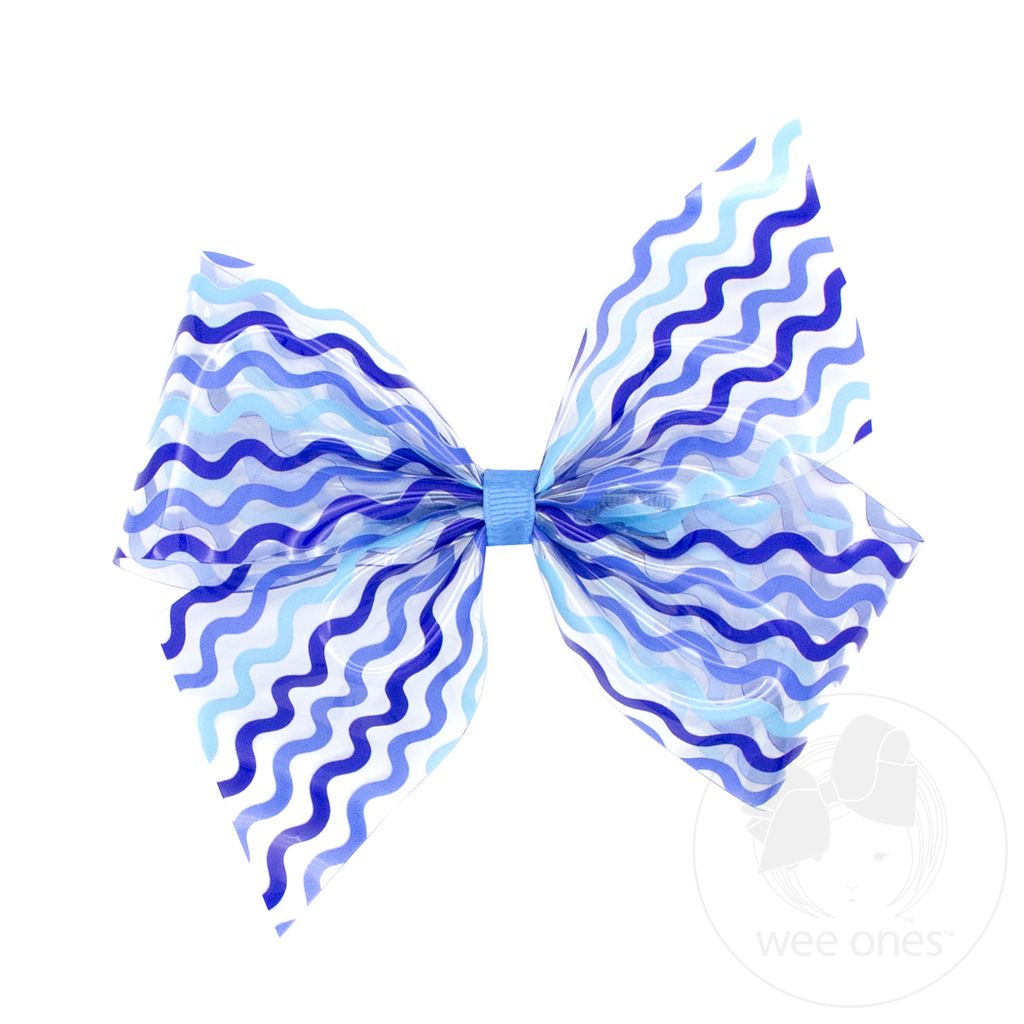 King Wee Splash Printed 2-Loop Swim Bow - BLUE | Wee Ones Hair Bows & Accessories